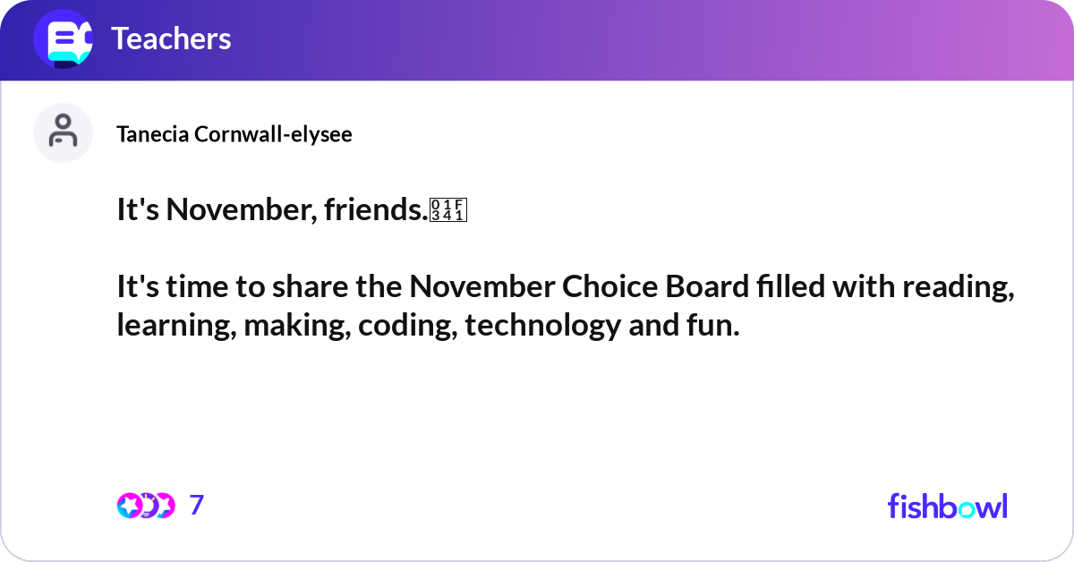 It's November, friends.🍁 It's time to share the ... | Fishbowl