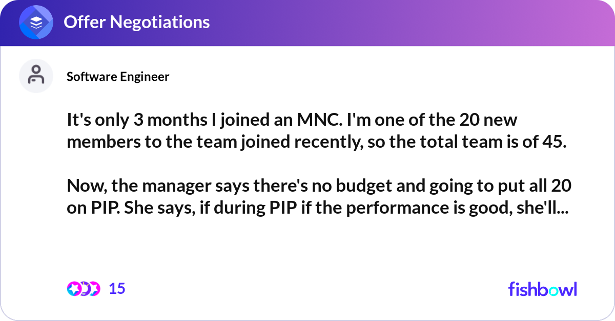 It's only 3 months I joined an MNC. I'm one of the... | Fishbowl