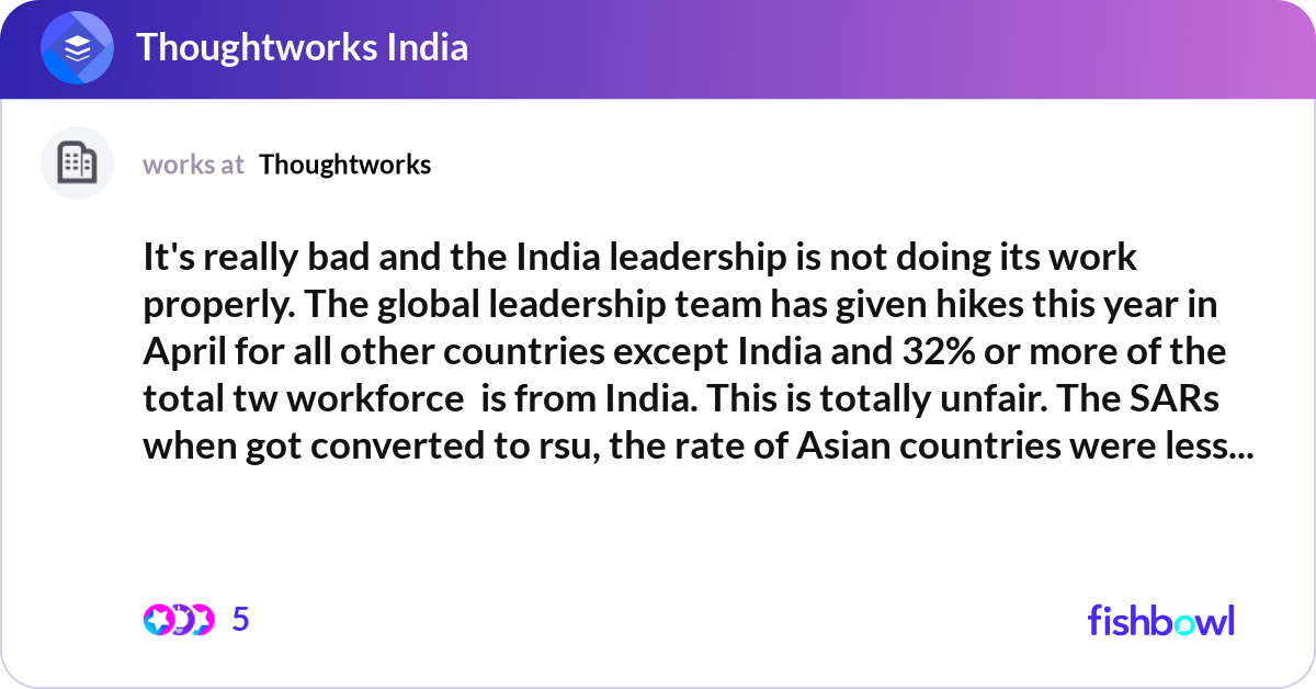 It's really bad and the India leadership is not do... | Fishbowl