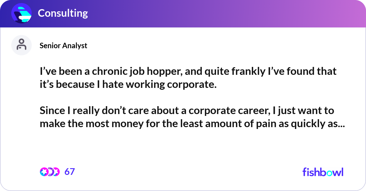 I’ve been a chronic job hopper, and quite frankly ... | Fishbowl