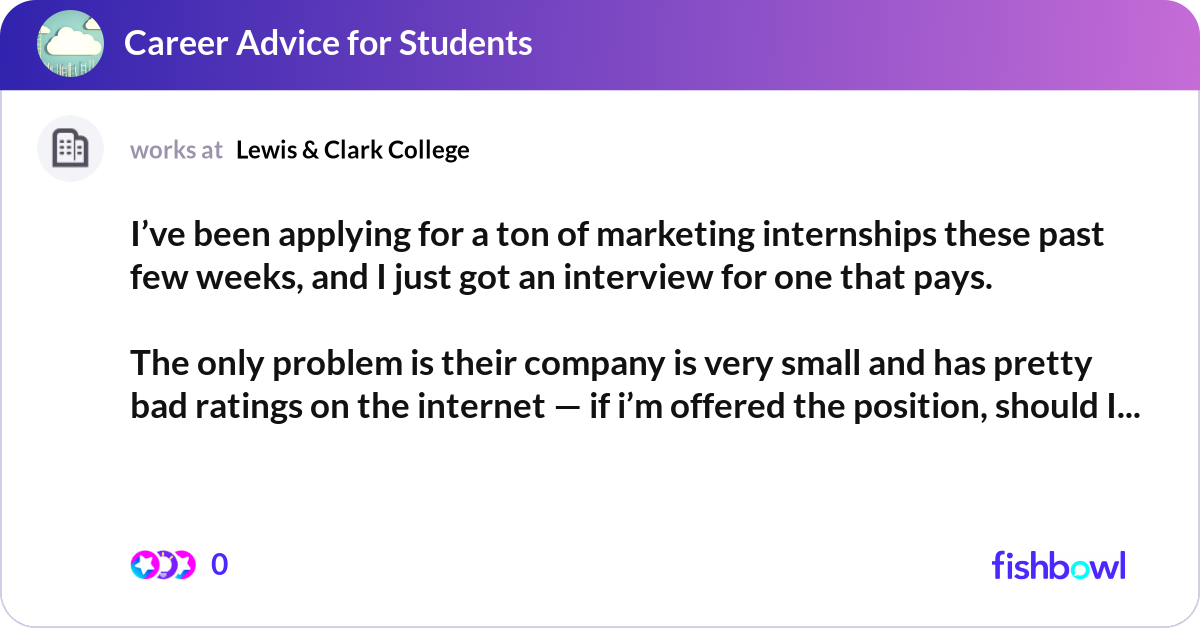 I’ve been applying for a ton of marketing internsh... | Fishbowl