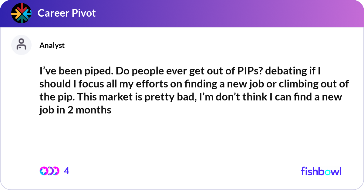 I’ve been piped. Do people ever get out of PIPs? d... | Fishbowl