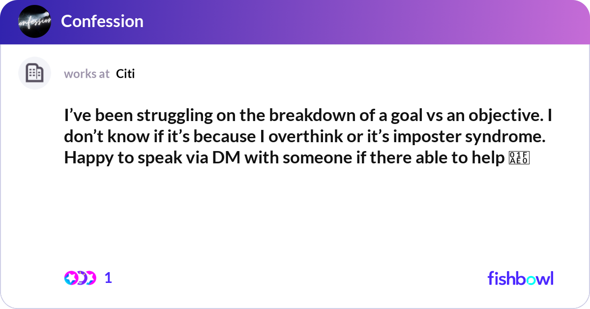 I’ve been struggling on the breakdown of a goal vs... | Fishbowl
