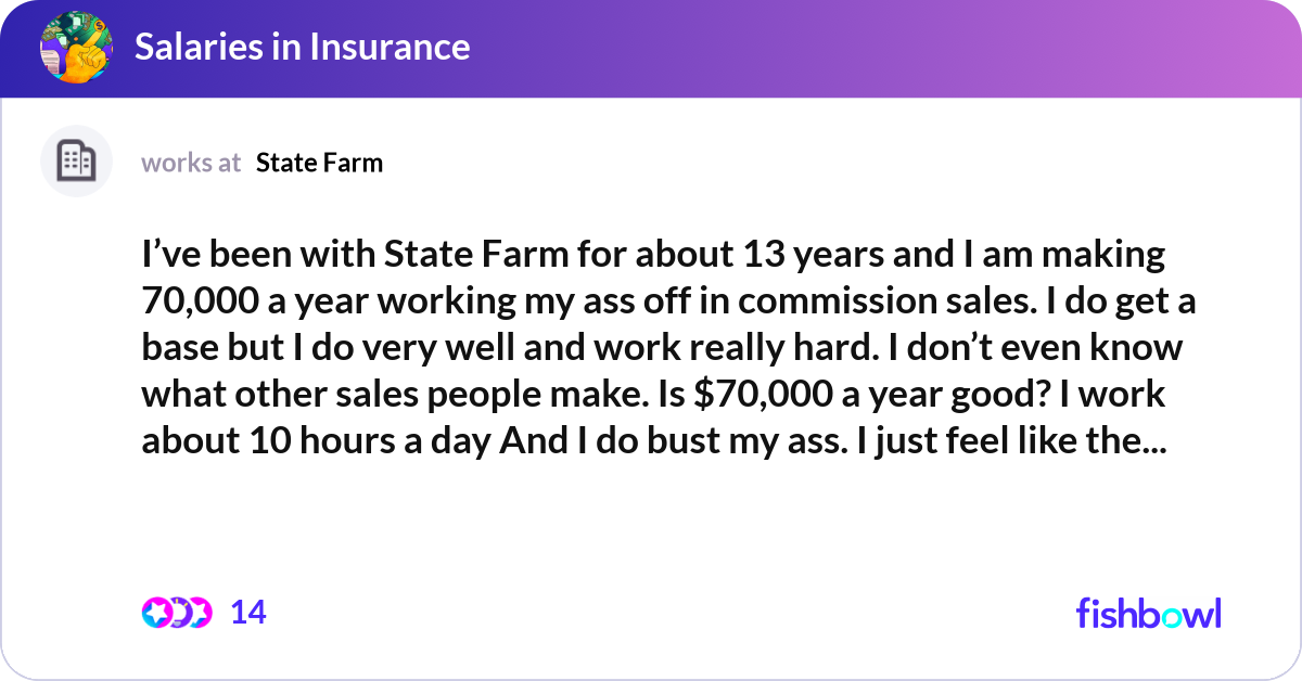 I’ve been with State Farm for about 13 years and I... | Fishbowl