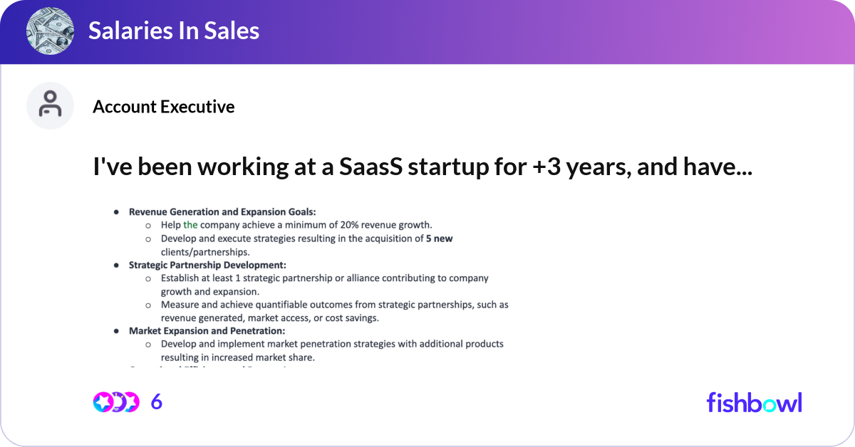 I've been working at a SaasS startup for +3 years,... | Fishbowl