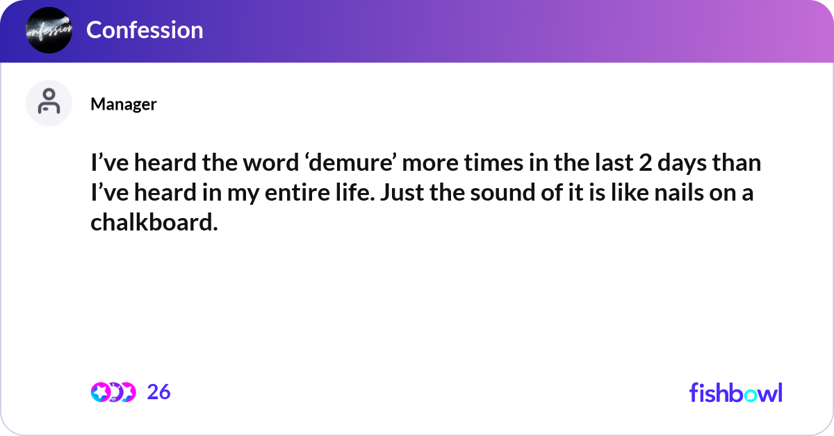 I’ve heard the word ‘demure’ more times in the las... | Fishbowl