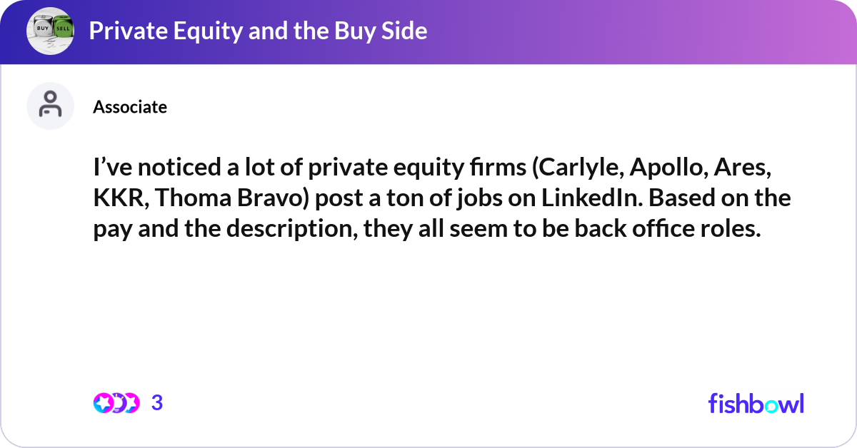 I’ve noticed a lot of private equity firms (Carlyl... | Fishbowl