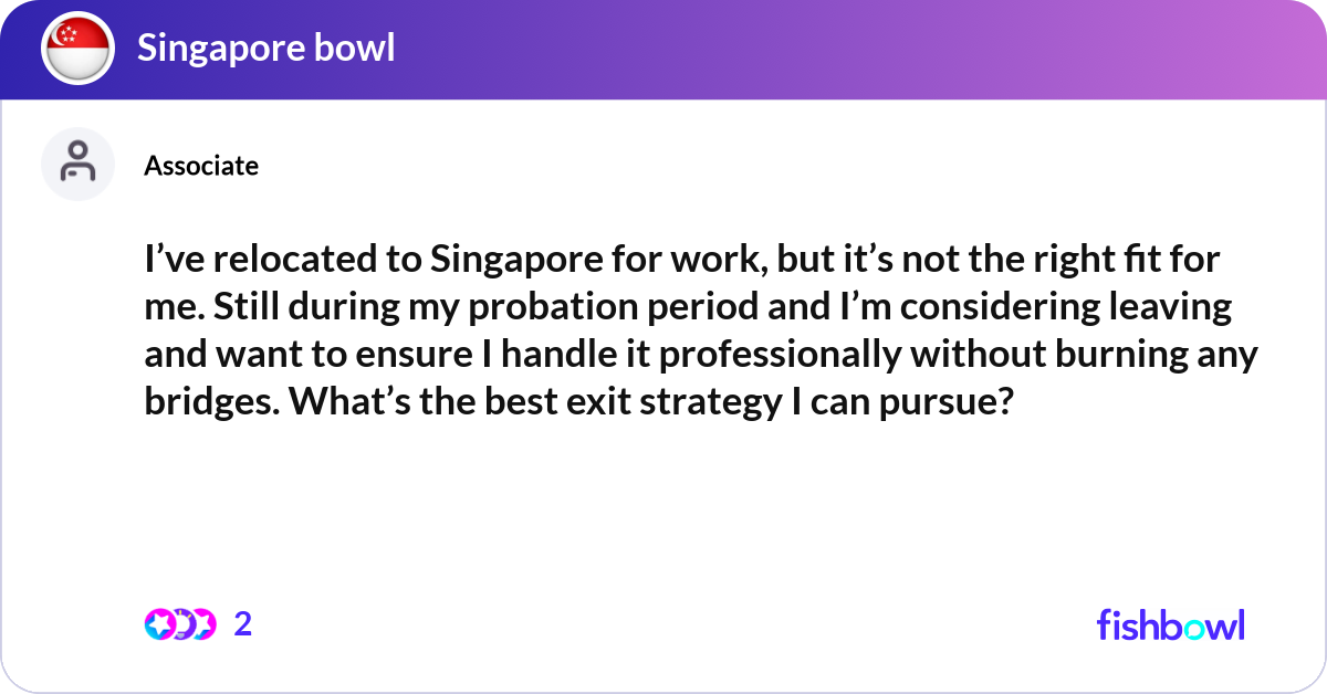 I’ve relocated to Singapore for work, but it’s not... | Fishbowl