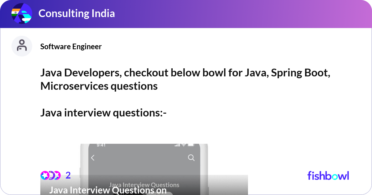 Java Developers, checkout below bowl for Java, Spr... | Fishbowl