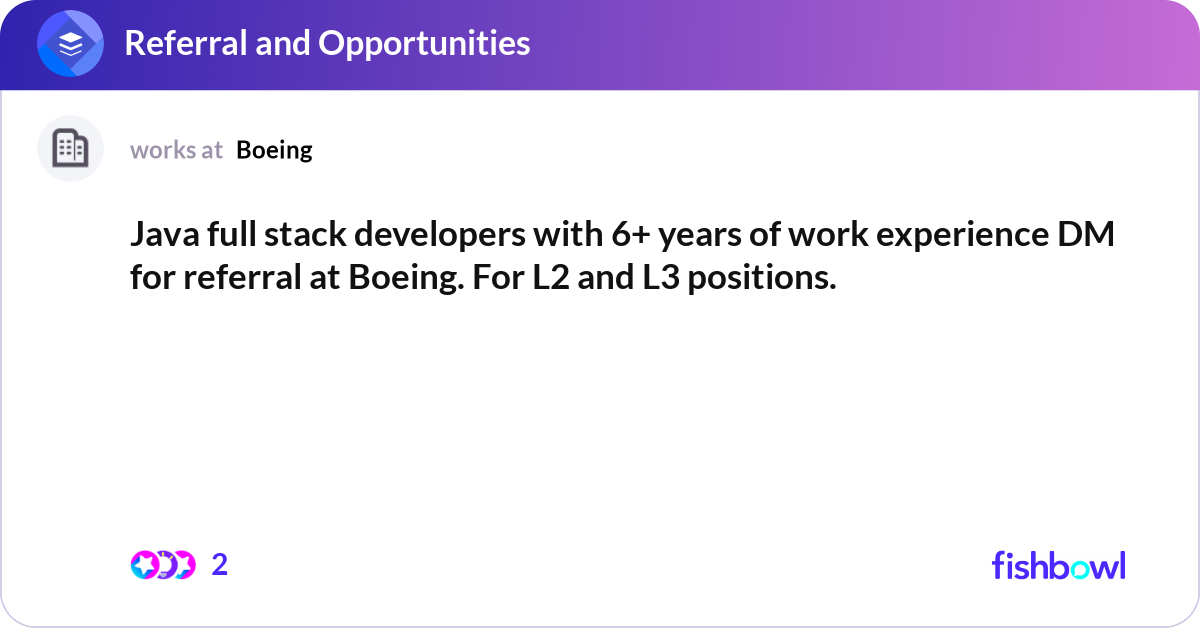 Java full stack developers with 6+ years of work e... | Fishbowl