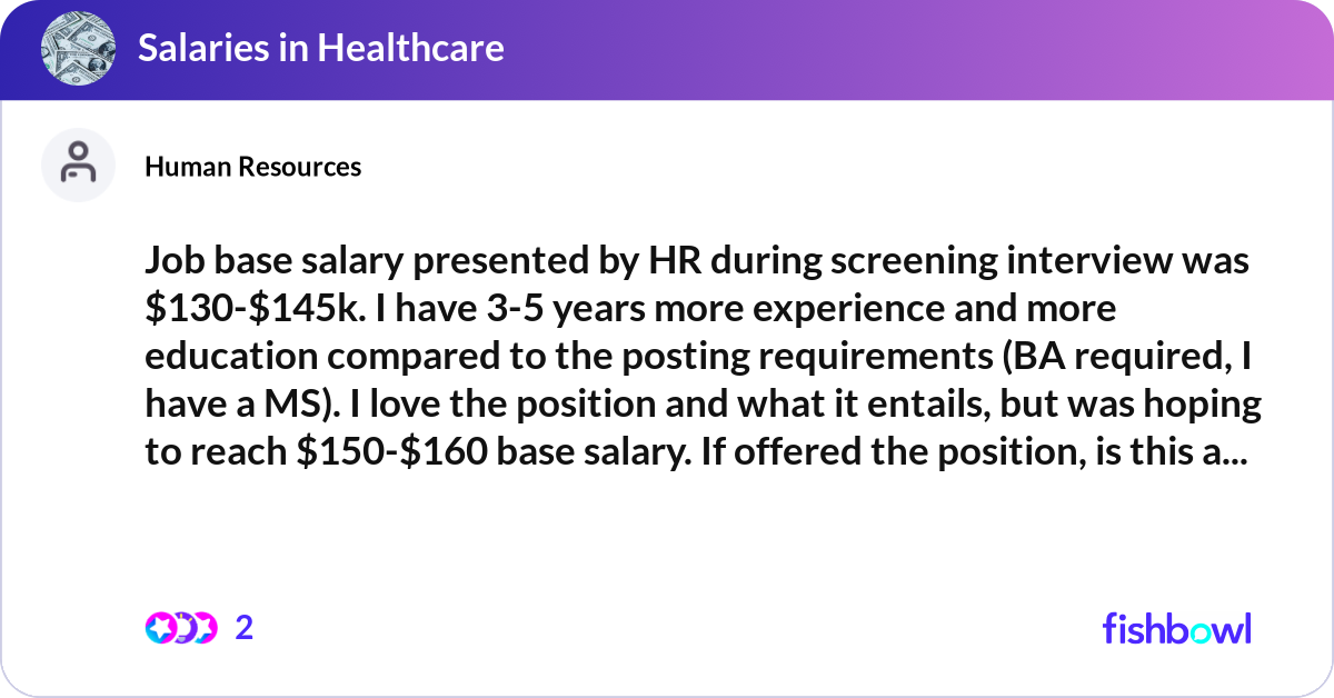 Job base salary presented by HR during screening i... | Fishbowl