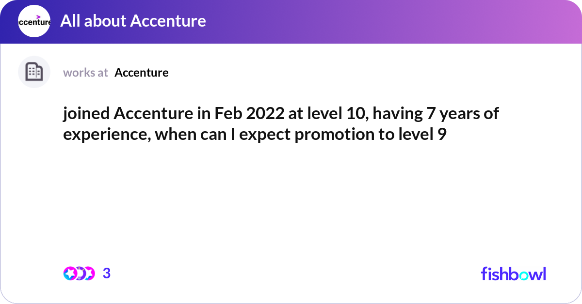 joined Accenture in Feb 2022 at level 10, having 7... | Fishbowl