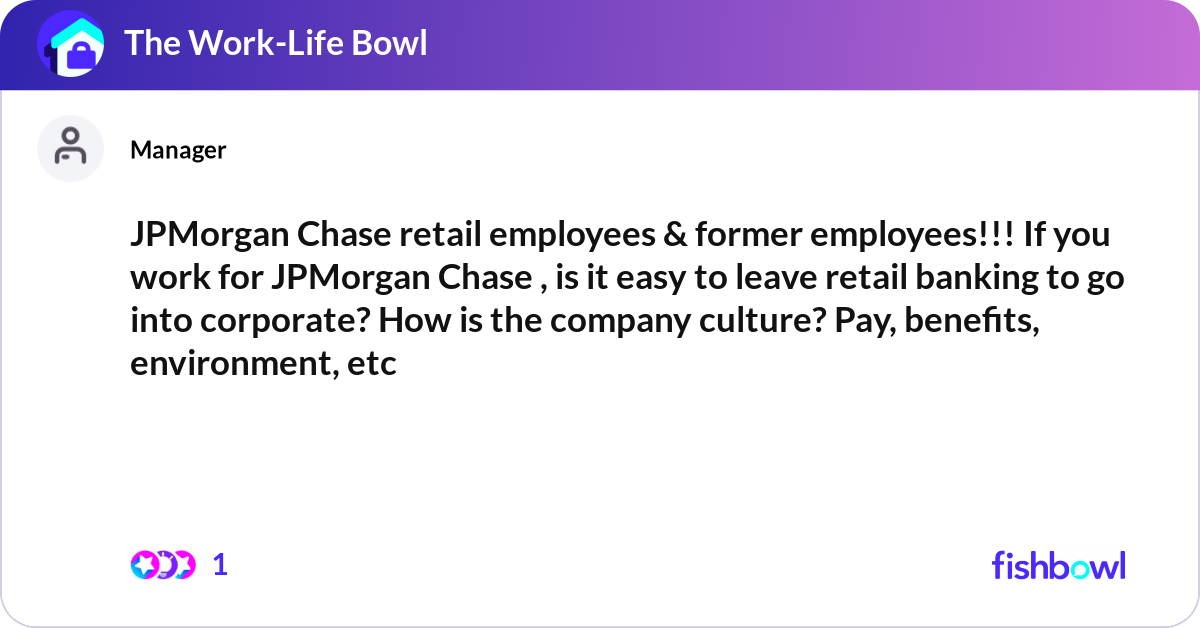 JPMorgan Chase retail employees & former employees... | Fishbowl
