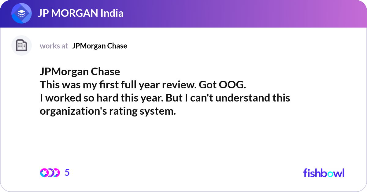 JPMorgan Chase This was my first full year review... | Fishbowl