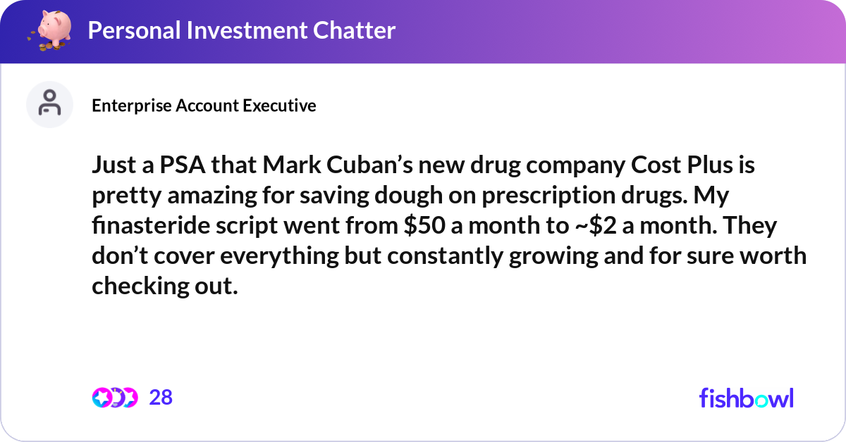 Just a PSA that Mark Cuban’s new drug company Cost... | Fishbowl
