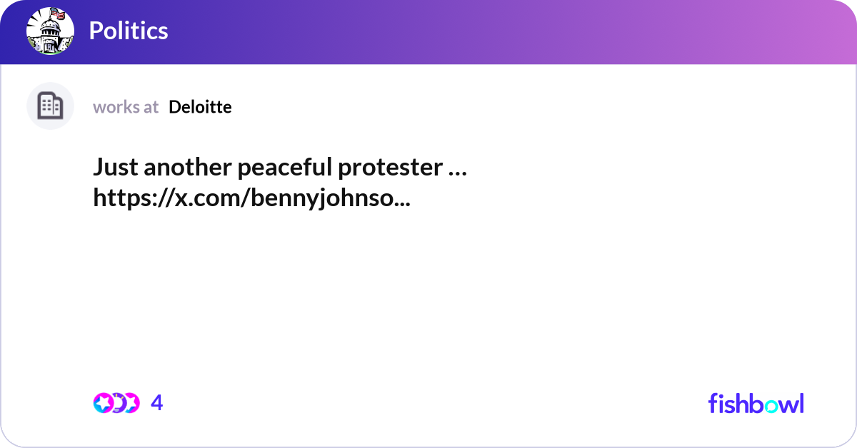 Just another peaceful protester … https://x.com/be... | Fishbowl