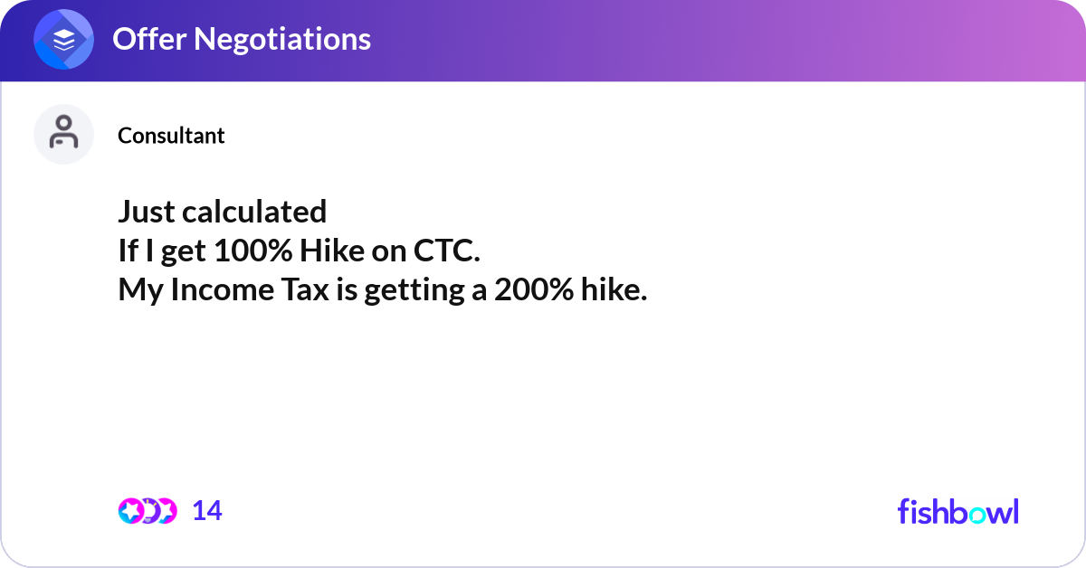 Just calculated If I get 100% Hike on CTC. My Inco... | Fishbowl