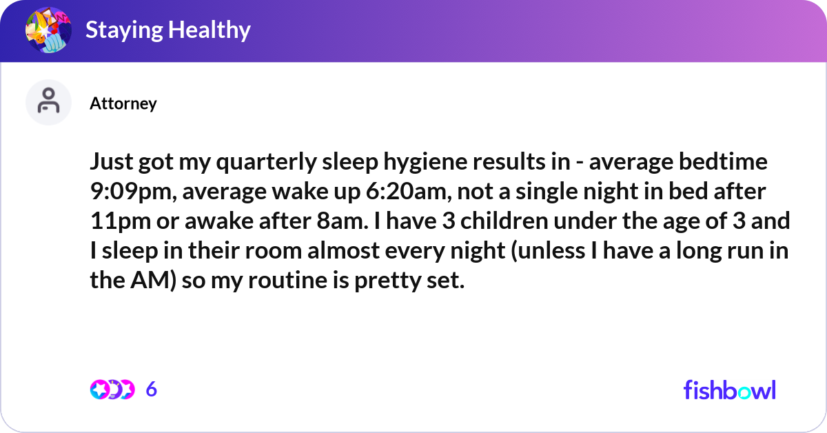 Just got my quarterly sleep hygiene results in - a... | Fishbowl