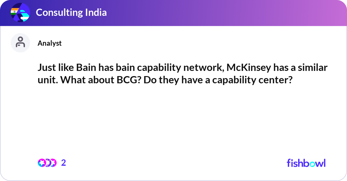 Just like Bain has bain capability network, McKins... | Fishbowl