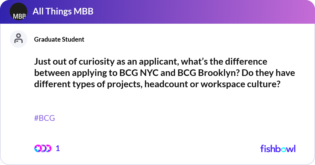 Just out of curiosity as an applicant, what’s the ... | Fishbowl