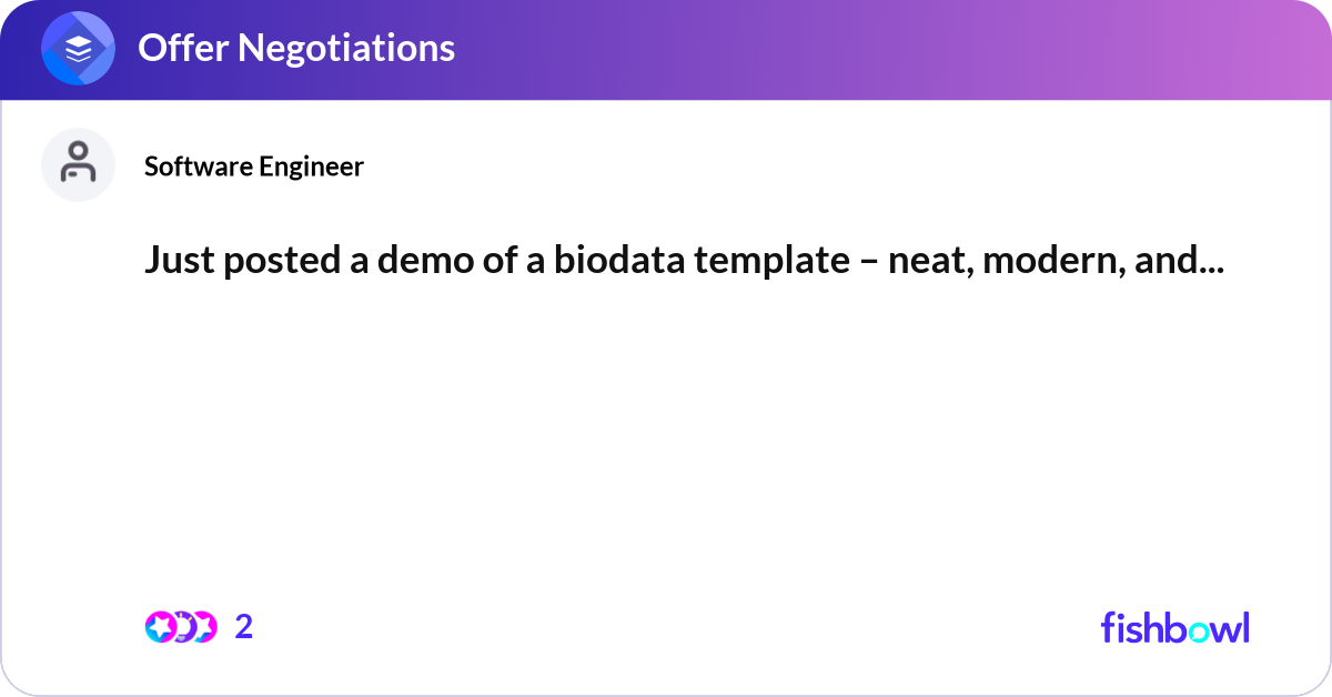 Just posted a demo of a biodata template – neat, m... | Fishbowl