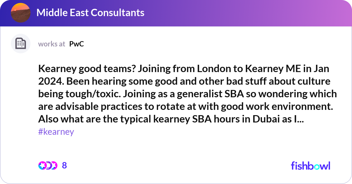 Kearney good teams? Joining from London to Kearney... | Fishbowl