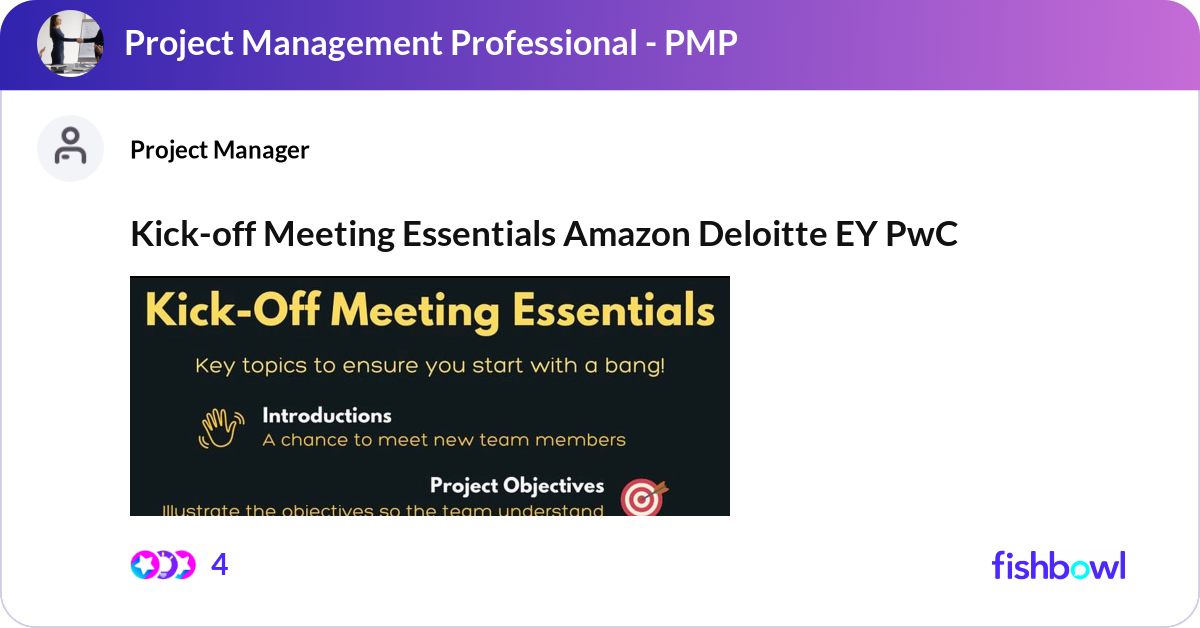 Kick-off Meeting Essentials Amazon Deloitte EY PwC... | Fishbowl