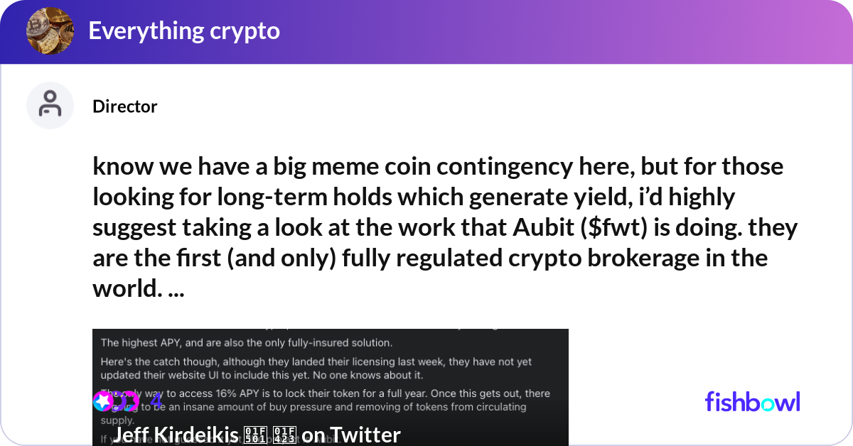 know we have a big meme coin contingency here, but... | Fishbowl