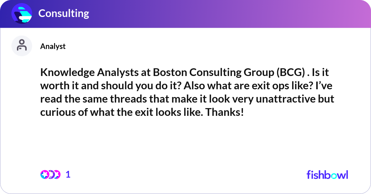 Knowledge Analysts at Boston Consulting Group (BCG... | Fishbowl