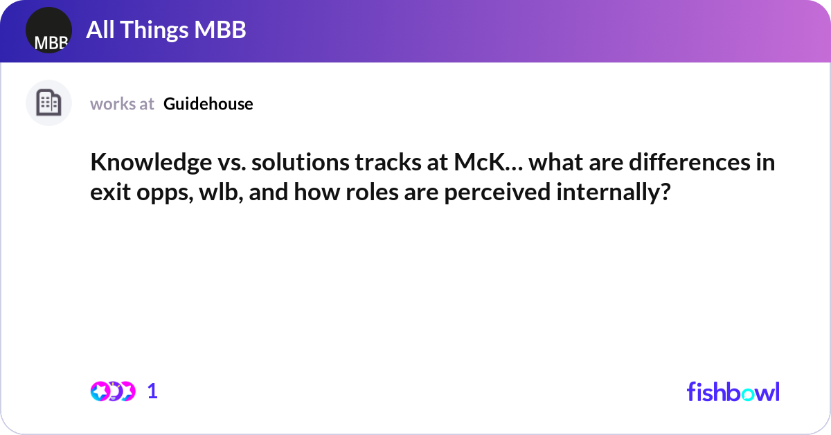 Knowledge vs. solutions tracks at McK… what are di... | Fishbowl