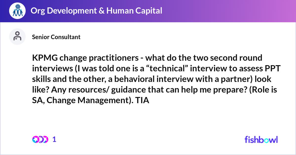 KPMG change practitioners - what do the two second... | Fishbowl