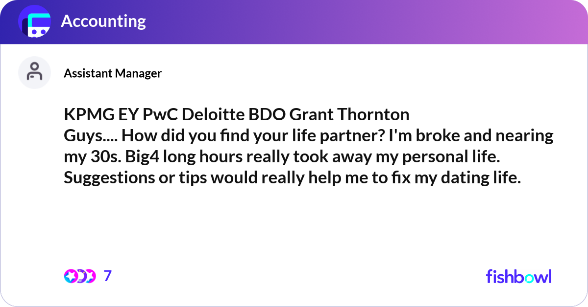 KPMG EY PwC Deloitte BDO Grant Thornton Guys.... ... | Fishbowl