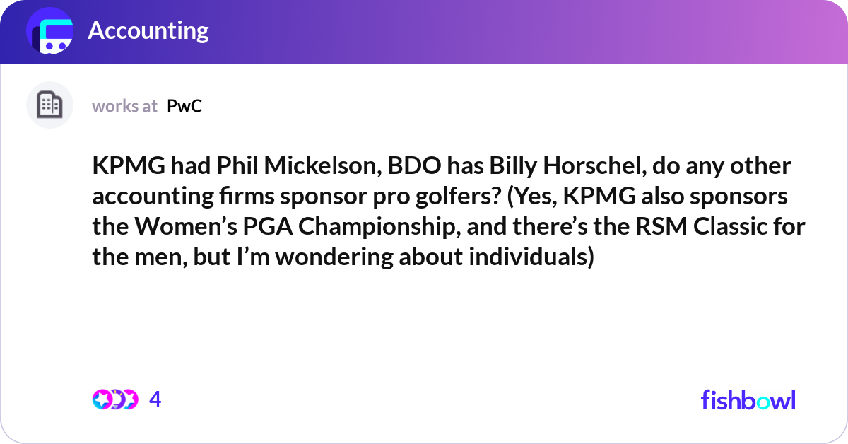 KPMG had Phil Mickelson, BDO has Billy Horschel, d... | Fishbowl