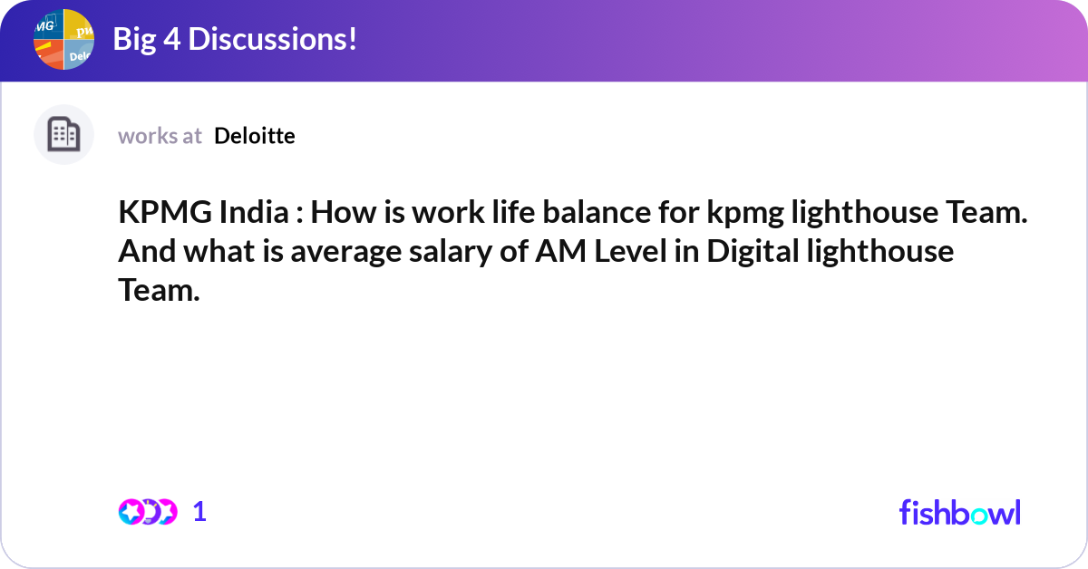 KPMG India : How is work life balance for kpmg lig... | Fishbowl