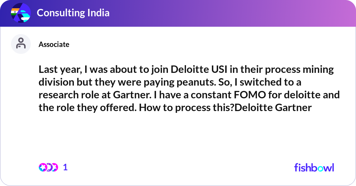 Last year, I was about to join Deloitte USI in the... | Fishbowl