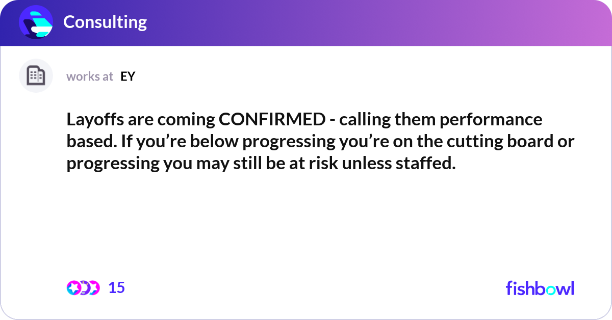 Layoffs are coming CONFIRMED - calling them perfor... | Fishbowl