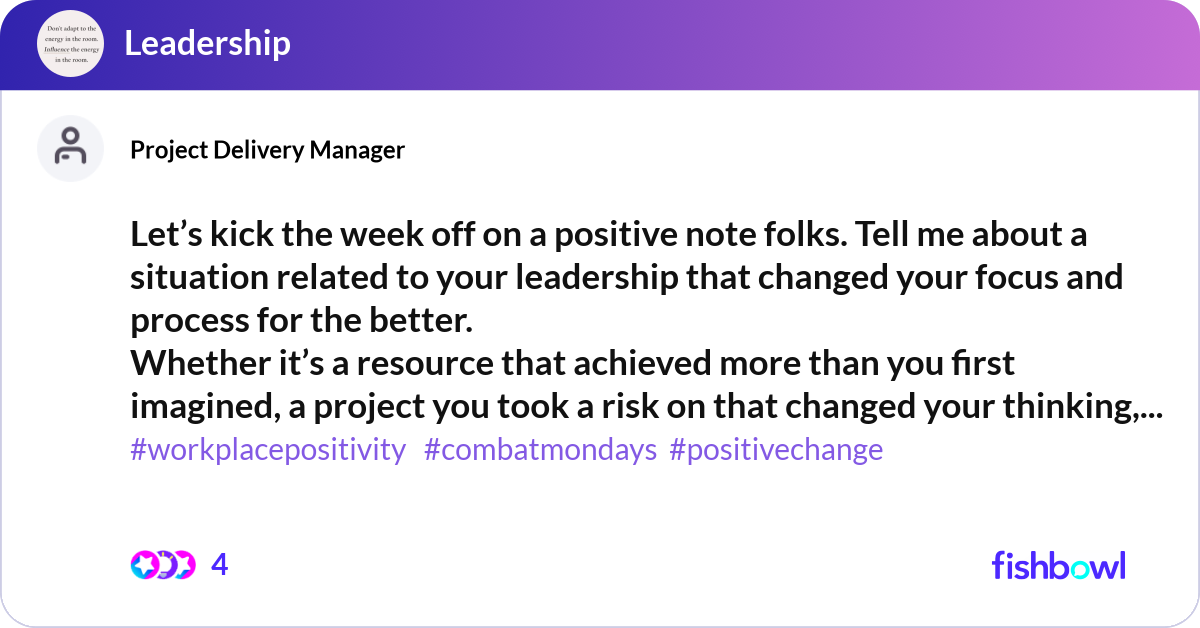 Let’s kick the week off on a positive note folks. ... | Fishbowl