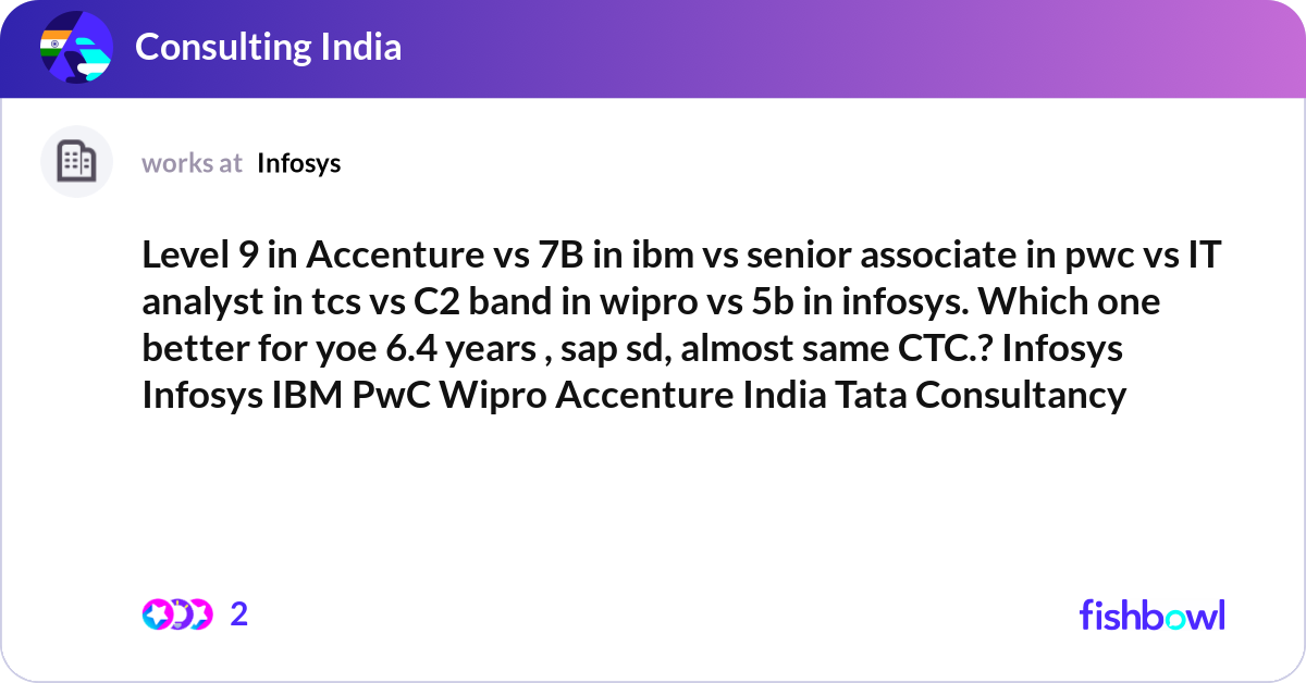 Level 9 in Accenture vs 7B in ibm vs senior associ... | Fishbowl