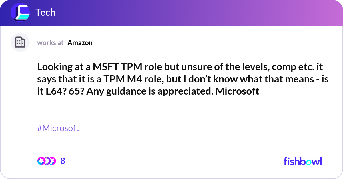 Looking at a MSFT TPM role but unsure of the level... | Fishbowl