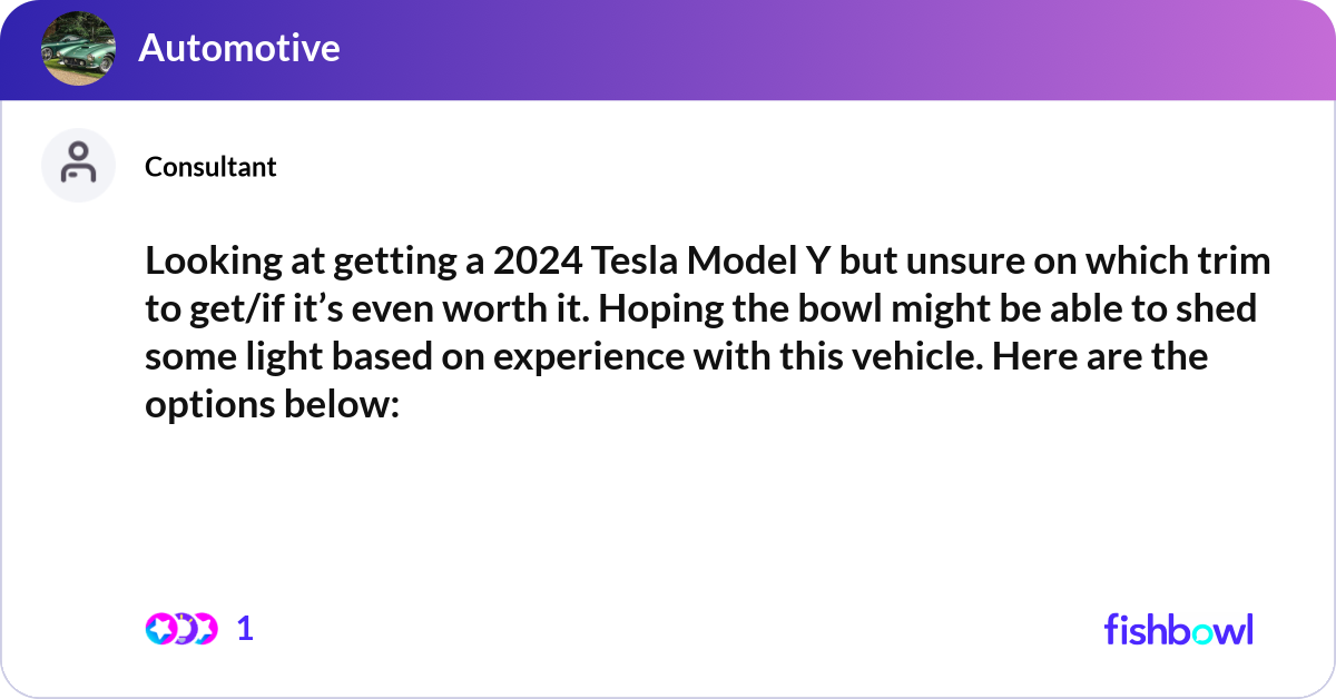 Looking at getting a 2024 Tesla Model Y but unsure... | Fishbowl