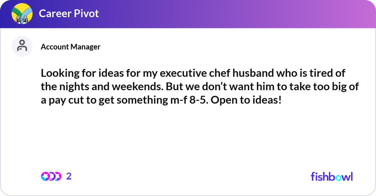 Looking for ideas for my executive chef husband wh... | Fishbowl