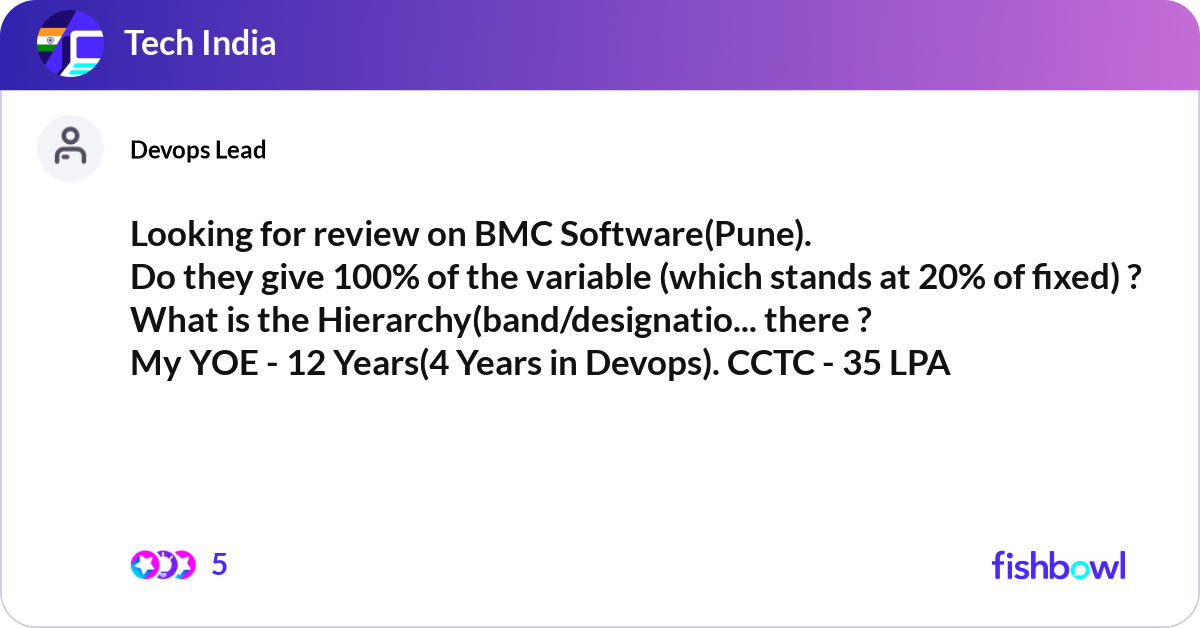 Looking for review on BMC Software(Pune). Do they... | Fishbowl