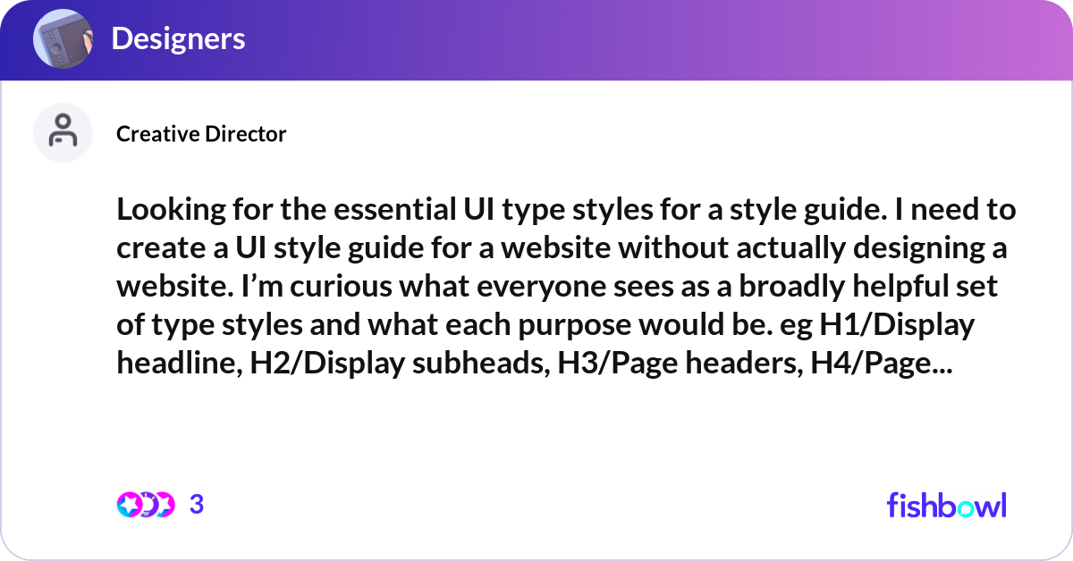 Looking for the essential UI type styles for a sty... | Fishbowl