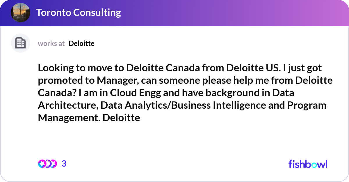 Looking to move to Deloitte Canada from Deloitte U... | Fishbowl