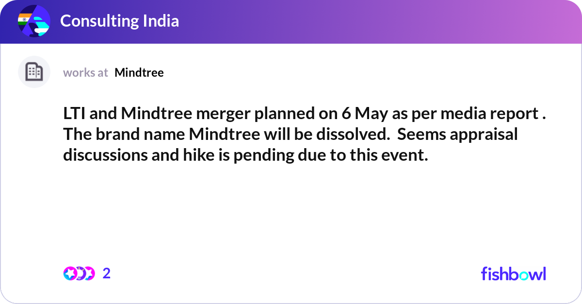 LTI and Mindtree merger planned on 6 May as per me... | Fishbowl