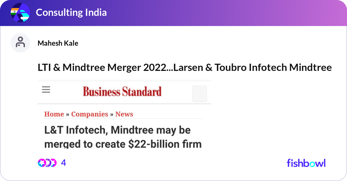 LTI & Mindtree Merger 2022...Larsen & Toubro Infot... | Fishbowl