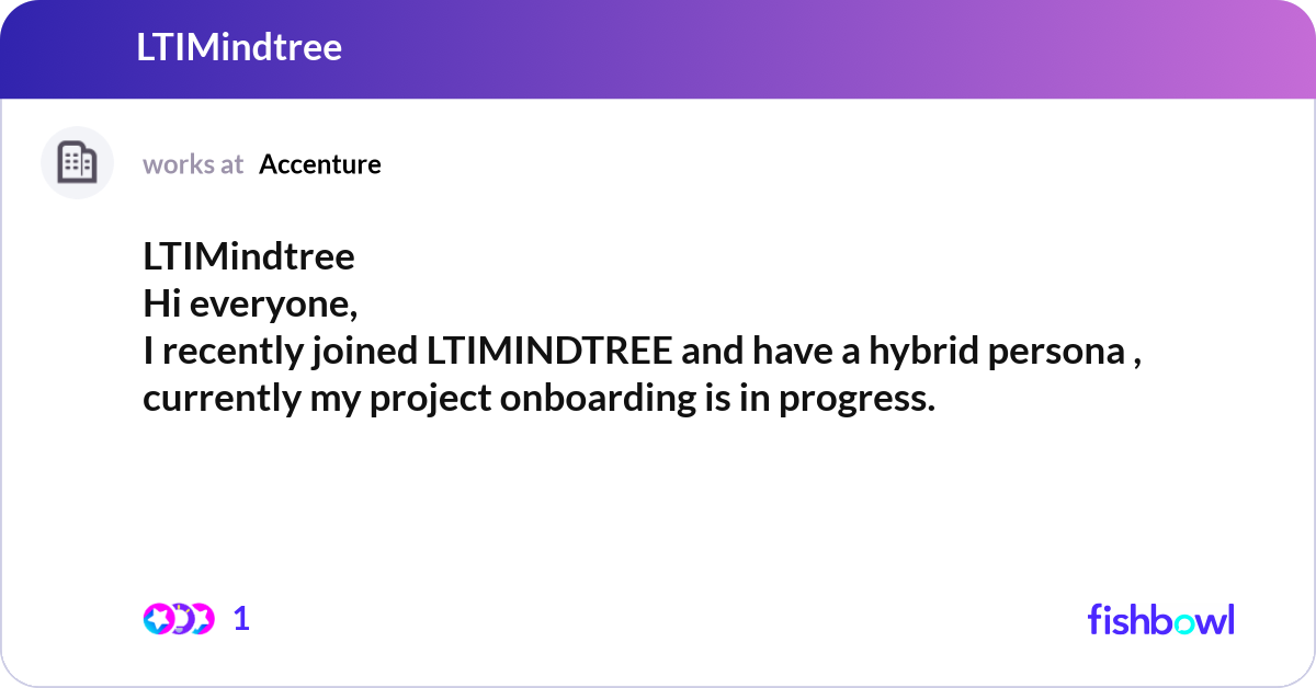 LTIMindtree Hi everyone, I recently joined LTIMIN... | Fishbowl