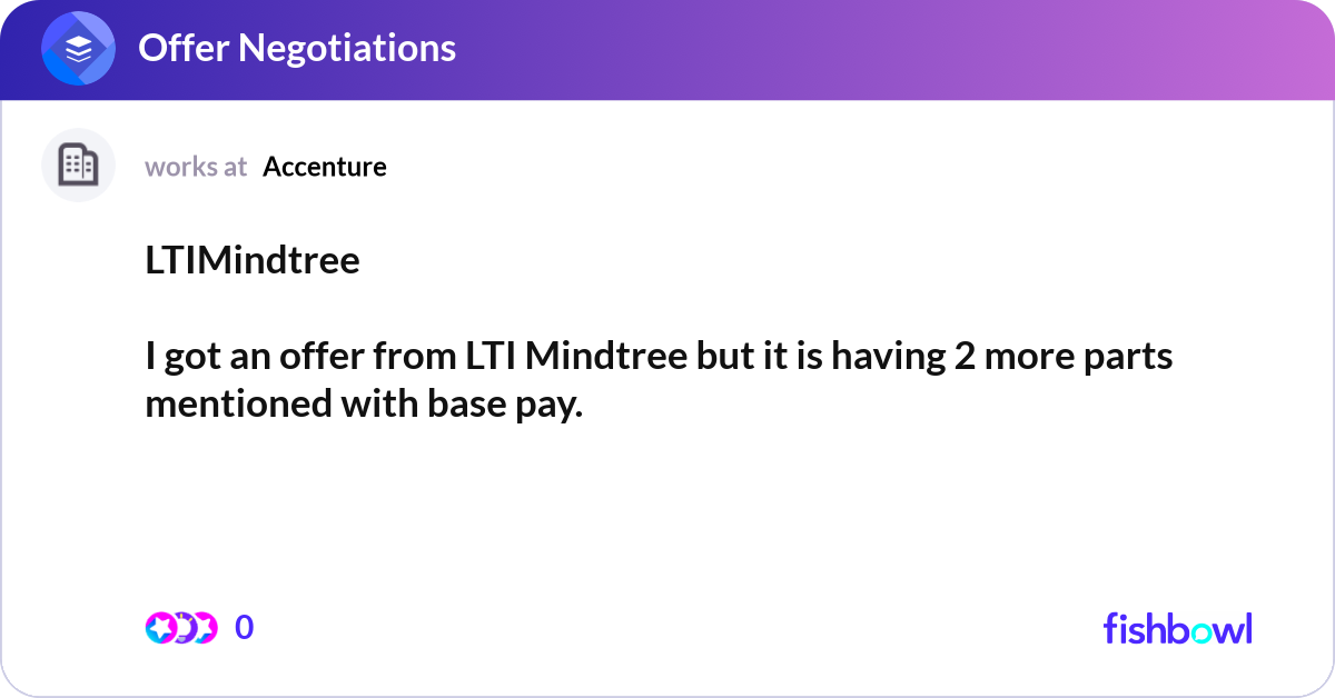 LTIMindtree I got an offer from LTI Mindtree but... | Fishbowl