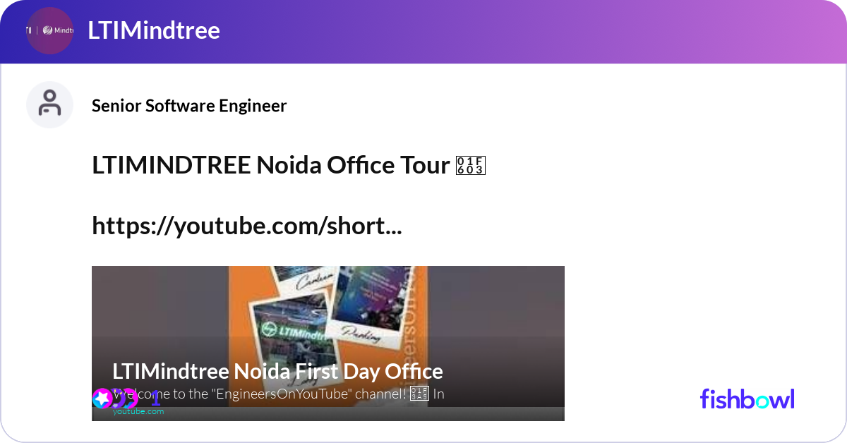LTIMINDTREE Noida Office Tour 😃 https://youtube.... | Fishbowl