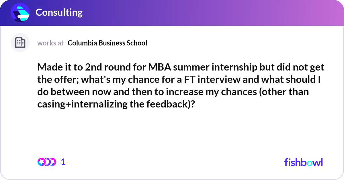 Made it to 2nd round for MBA summer internship but... | Fishbowl